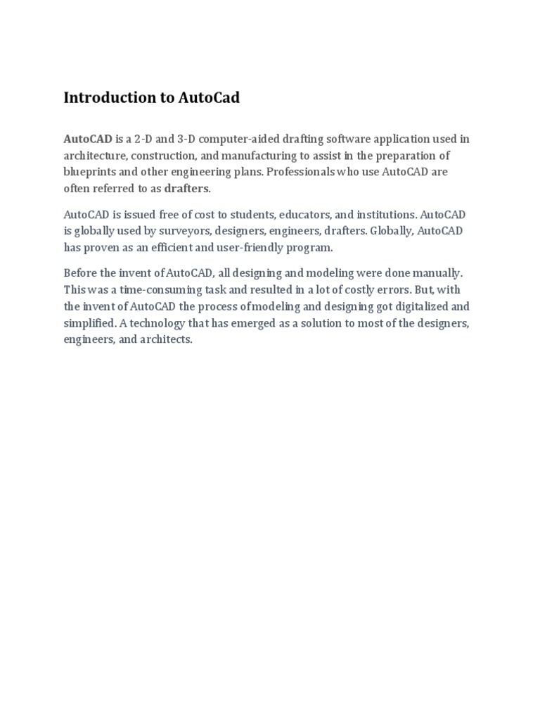 Introduction To AutoCad | PDF