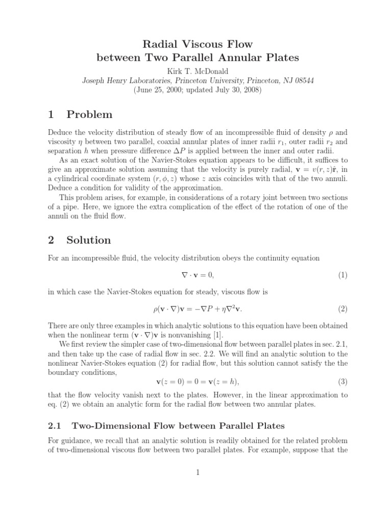 Radial Flow | PDF | Navier–Stokes Equations | Fluid Dynamics