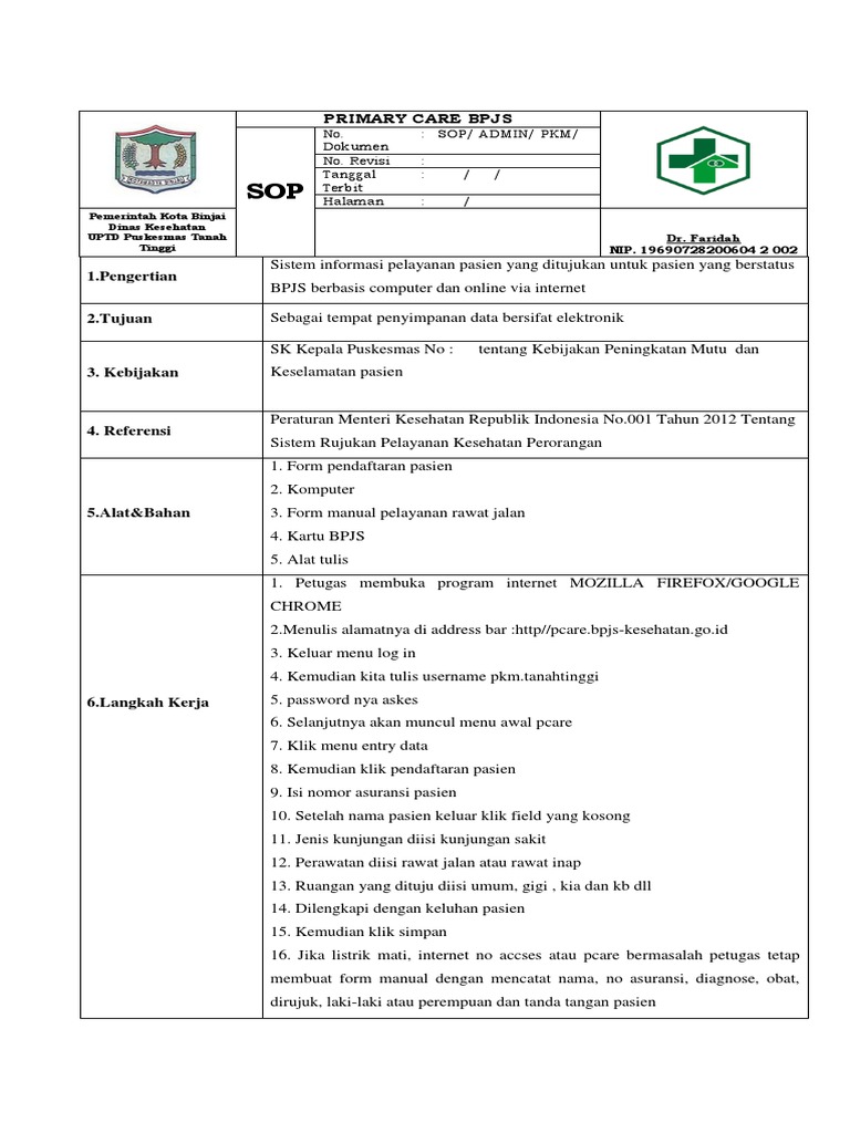 Sop Primary Care Bpjs | PDF
