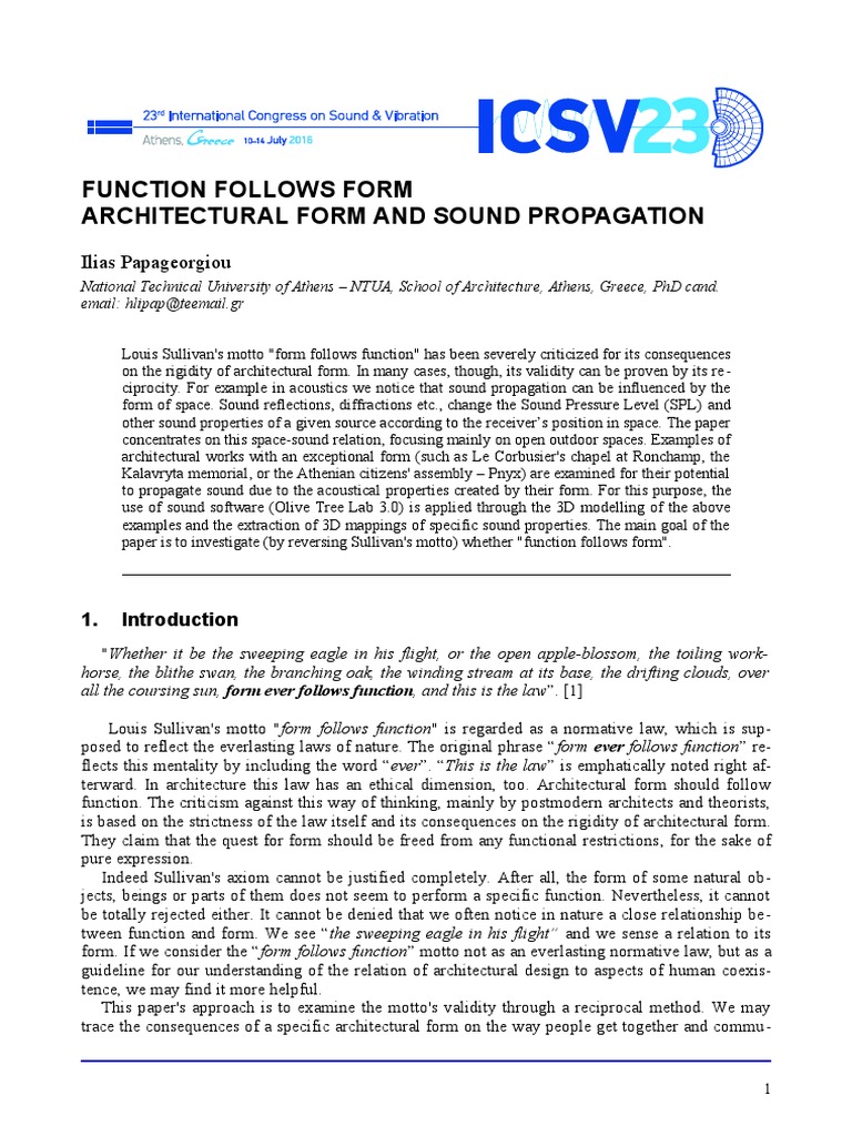 Function Follows Form. Architectural For PDF | PDF | Sound | Loudspeaker