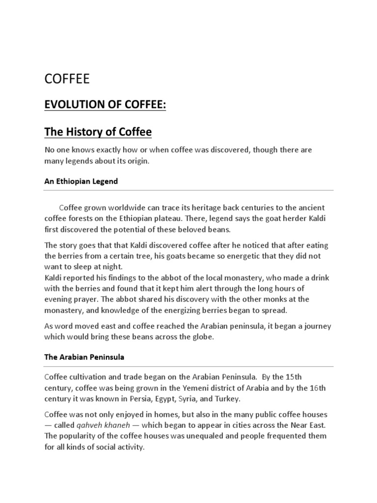 Coffee: Evolution of Coffee: The History of Coffee | PDF | Nestlé | Coffee