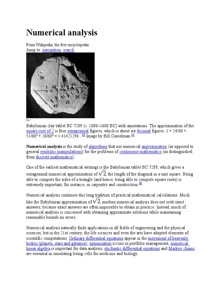 Numerical Analysis: From Wikipedia, The Free Encyclopedia | PDF ...