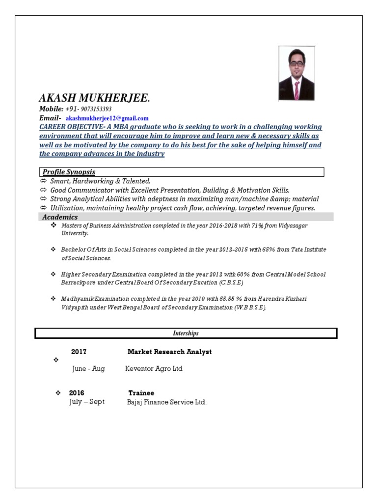 Akash Resume | Download Free PDF | Master Of Business Administration ...