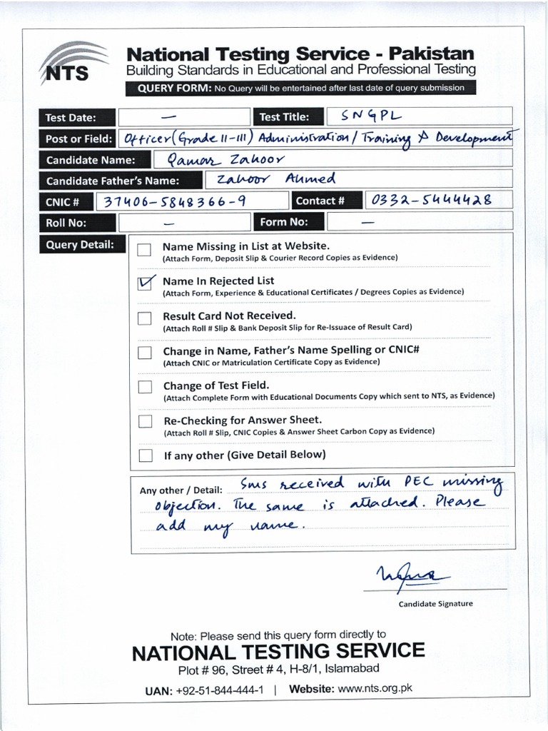 National Testing Pakistan: Nat10Nal Testing Service | PDF
