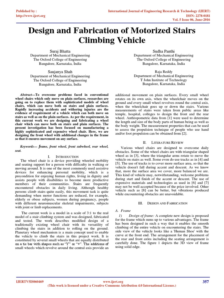 Design and Fabrication of Motorized Stairs Climbing Vehicle ...