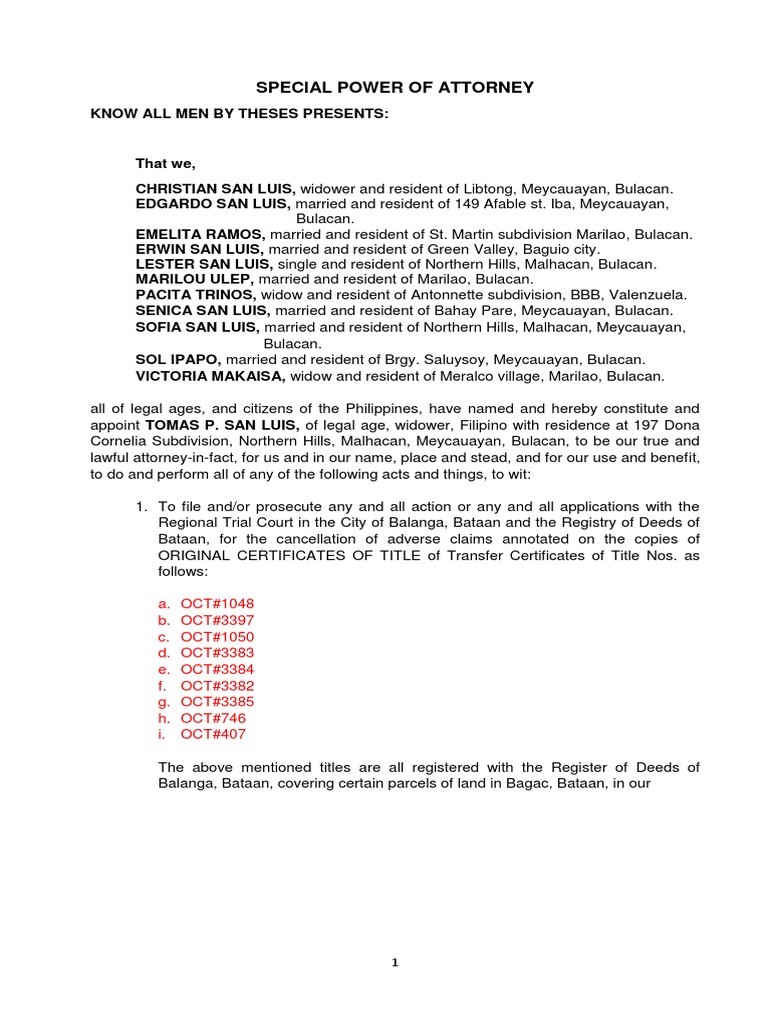 Special Power of Attorney | PDF | Lawsuit | Private Law