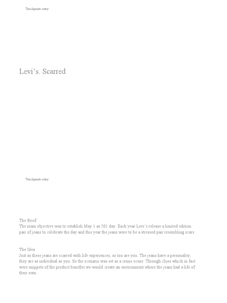 Levi's 501 Day Scarred Jeans Campaign | PDF