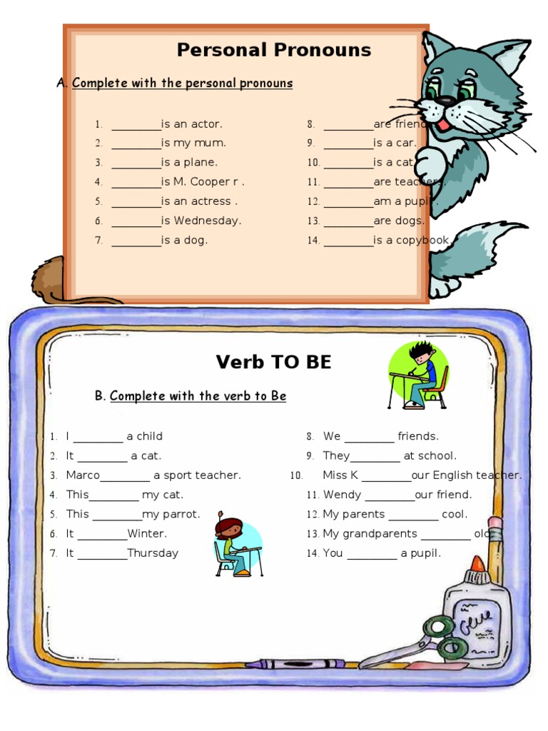 Personal Pronouns and Verb "To Be" Worksheet | PDF