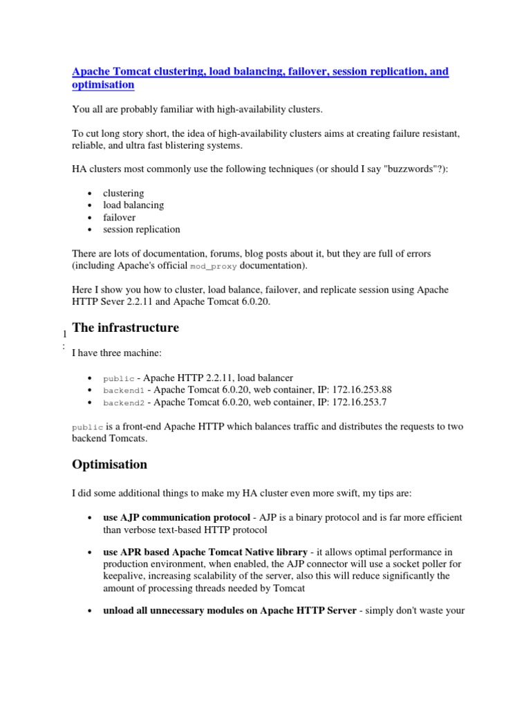 Load Balancing With Tomcat Pdf Load Balancing Computing Hypertext