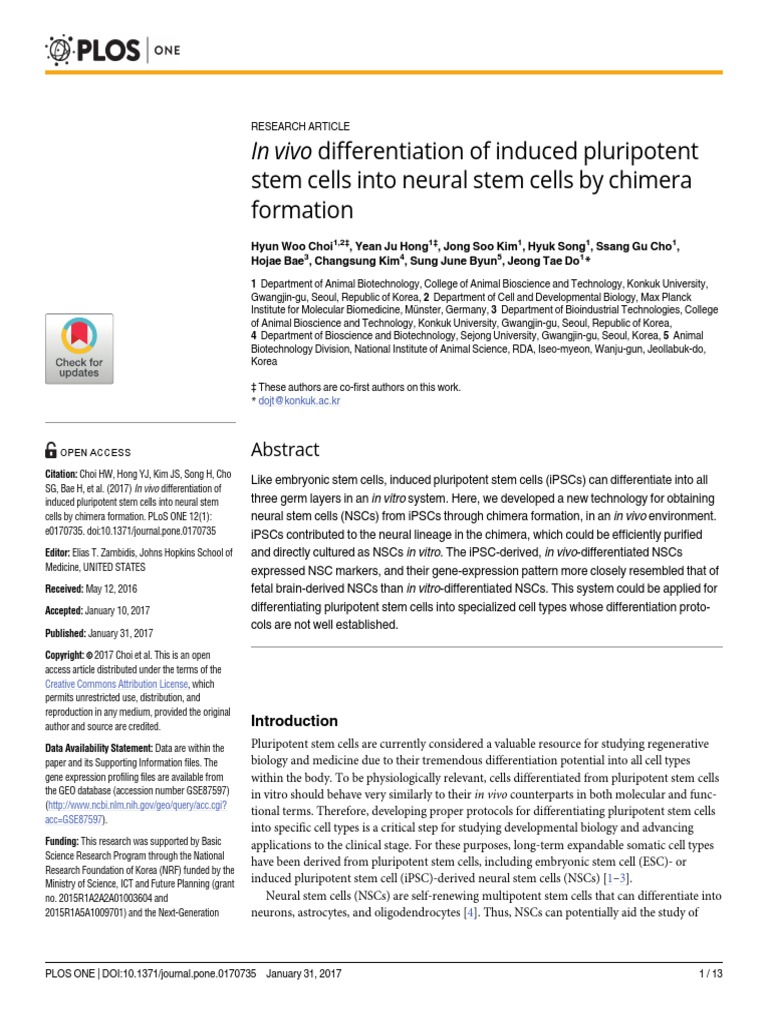 Pone 0170735 | PDF | Cellular Differentiation | Cell Potency