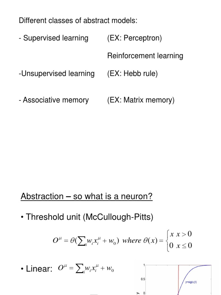 Different Classes of Abstract Models: - Supervised Learning (EX ...