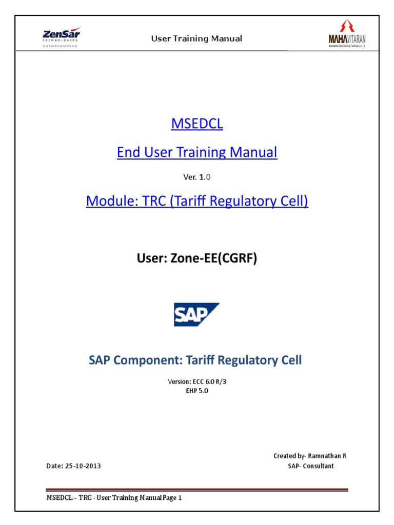 MSEDCL - End User Training Manual - Consolidation of CGRF Cases - Zone-JE | PDF | Graphical User ...