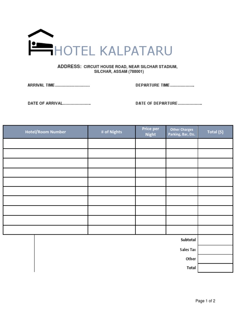 Hotel Invoice Template | PDF