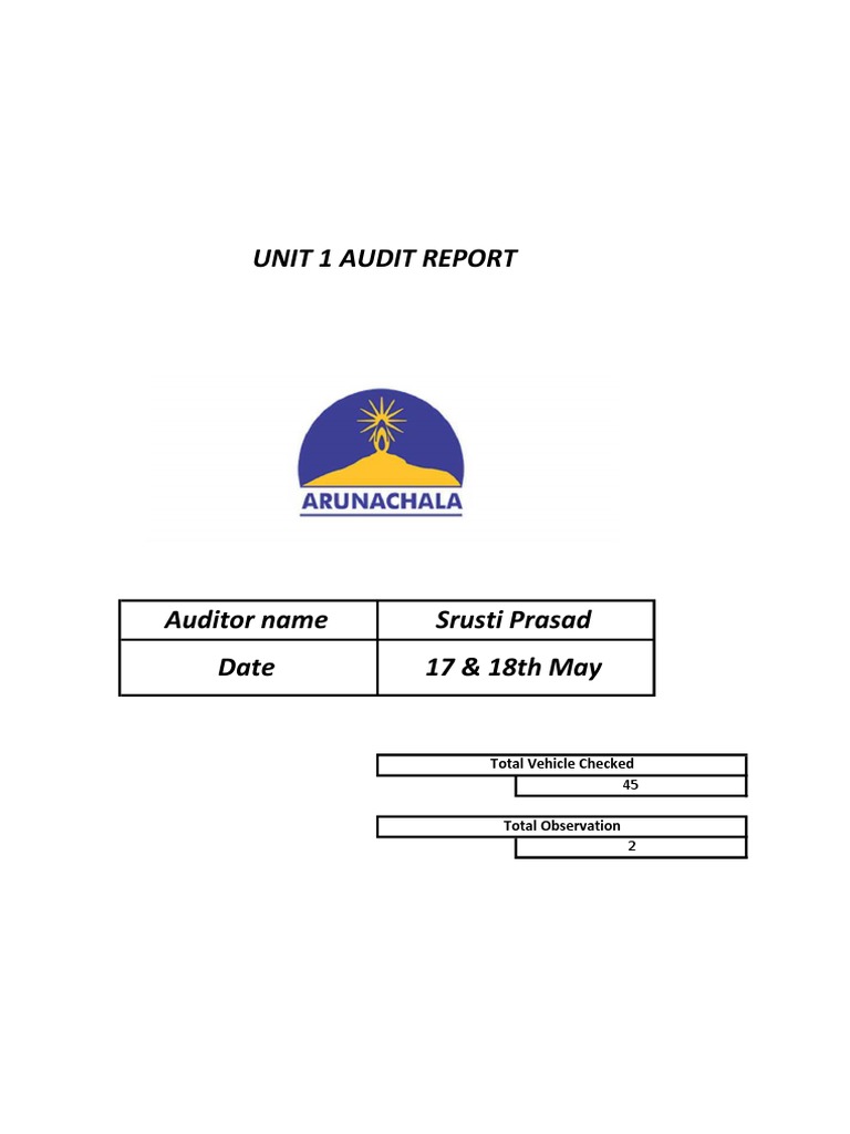 Unit 1 Audit Report: Total Vehicle Checked | Download Free PDF | Wheel ...