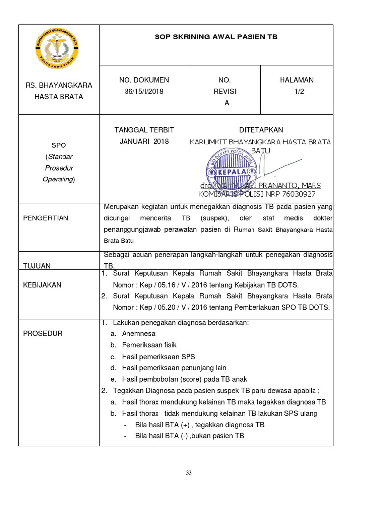 Sop Skrining Awal TB | PDF