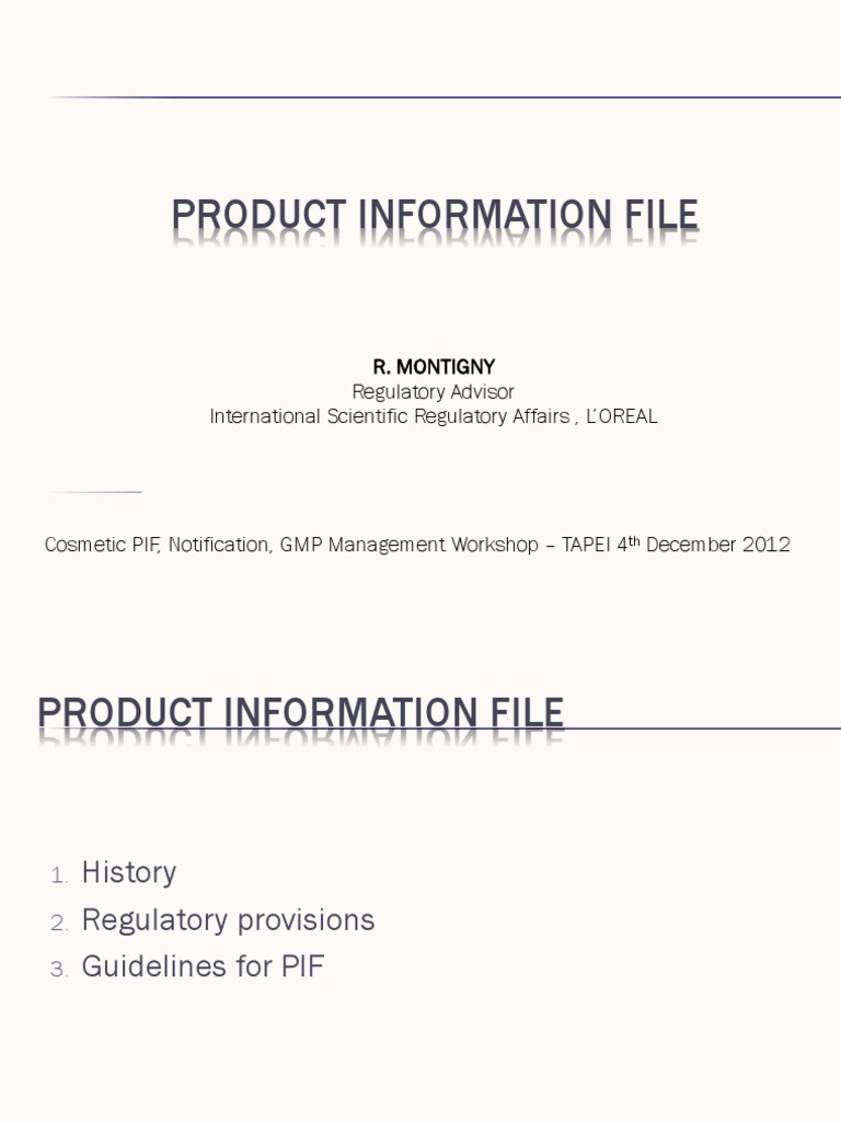 Product Information File | PDF | Cosmetics | Regulatory Compliance