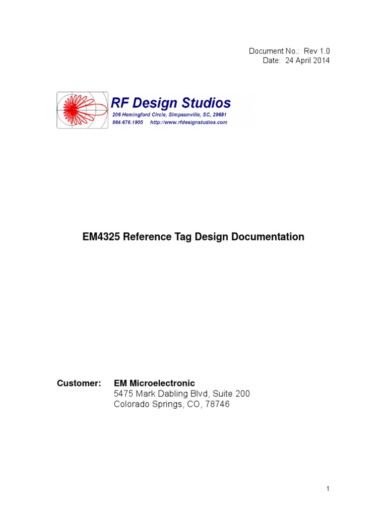 EM4325 Reference Design Documentation Rev1 | PDF | Antenna (Radio ...