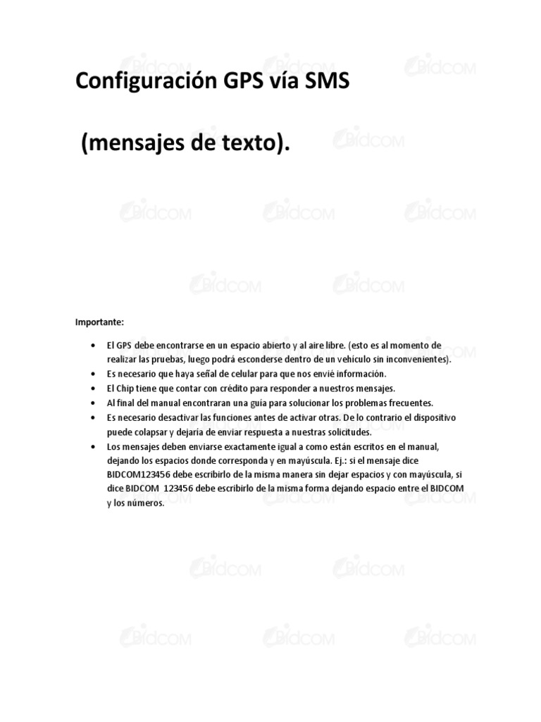 Comando para GPS | PDF | Teléfonos móviles | Mensaje de texto