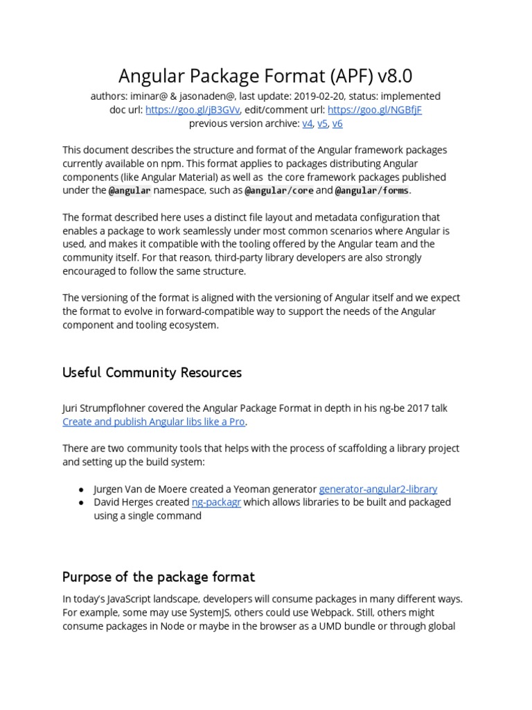 Angular Package Format | PDF | File Format | Computer Engineering Angular Package Format | PDF | File Format | Computer Engineering
