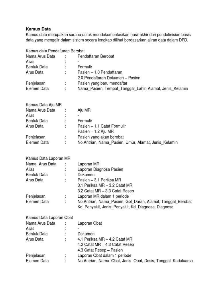 Kamus Data & DFD 4.0-1 | PDF