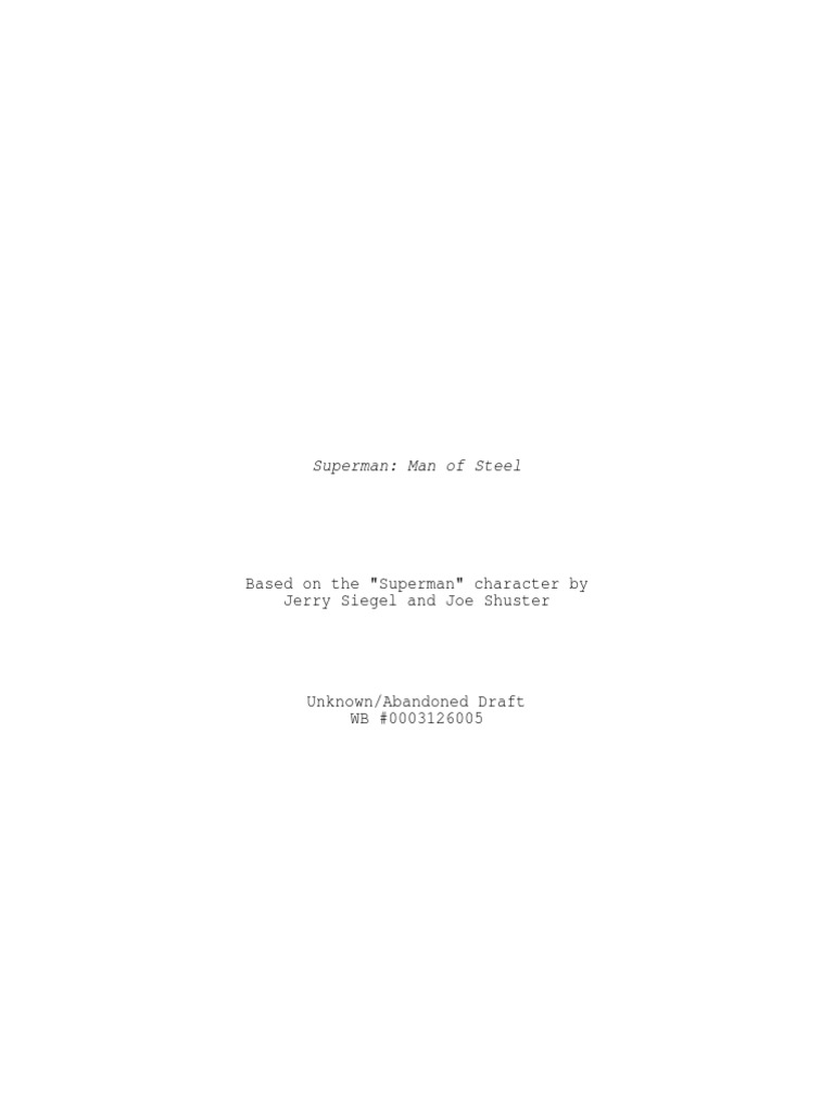 Superman Man of Steel Screenplay (Abandoned Draft) PDF | PDF | Superman | Nature
