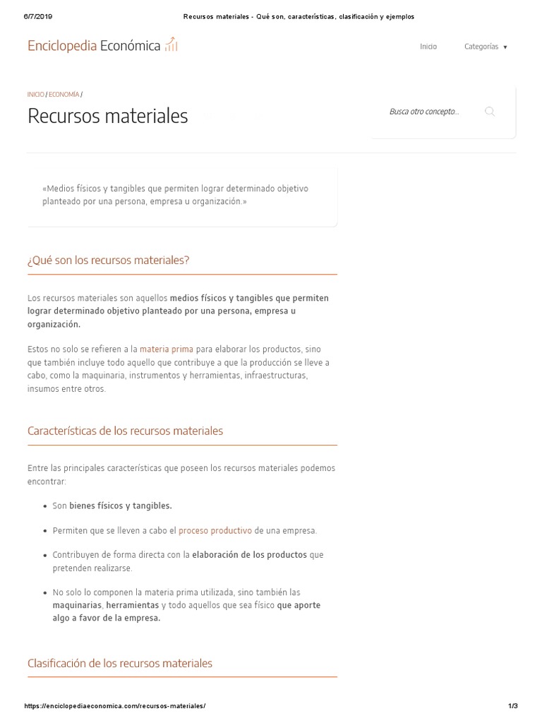 Recursos Materiales - Qué Son, Características, Clasificación y ...