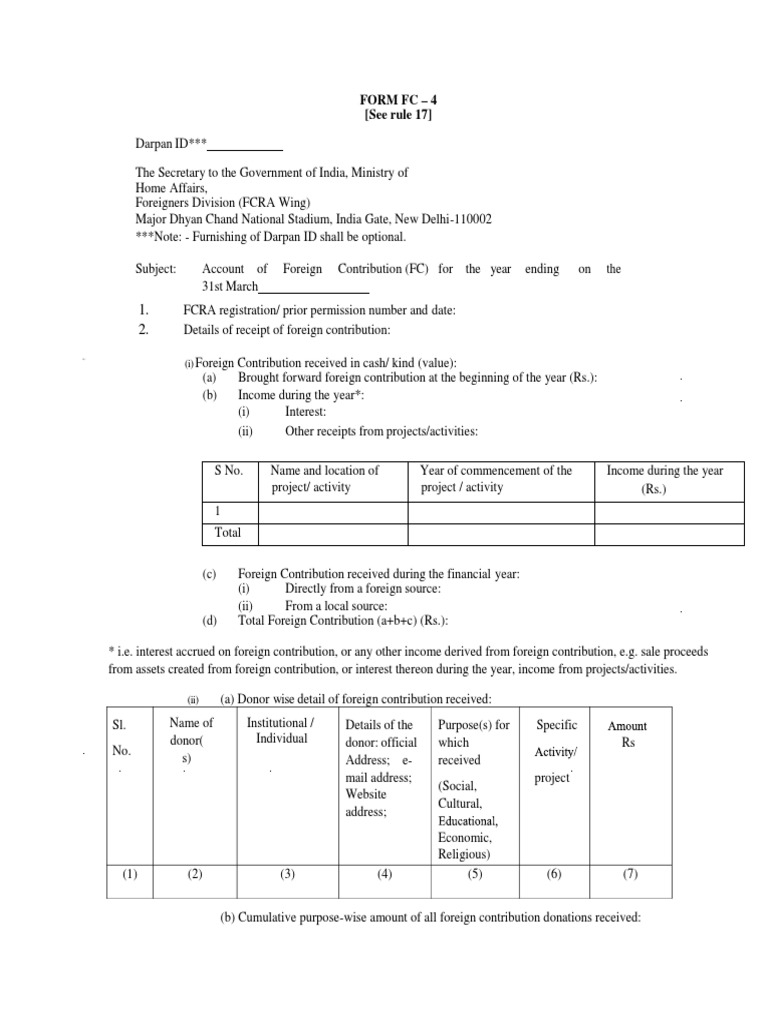 Form FC - 4 (See Rule 17) | Download Free PDF | Income | Banks