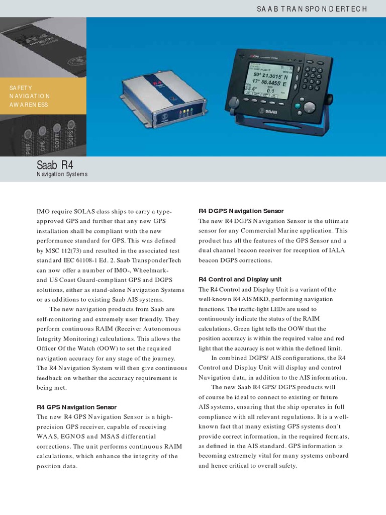 Saab R4 DGPS Brochure | PDF | Global Positioning System | Navigation
