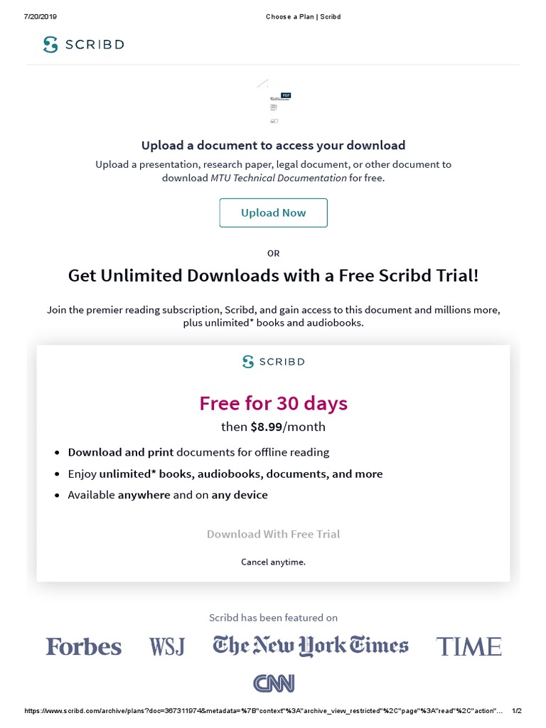 Free For 30 Days: Get Unlimited Downloads With A Free Scribd Trial! | PDF | Scribd | Media ...