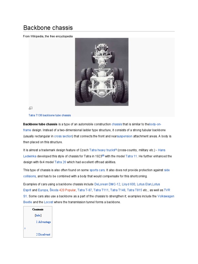 Backbone Chassis: From Wikipedia, The Free Encyclopedia | PDF | Wheeled ...
