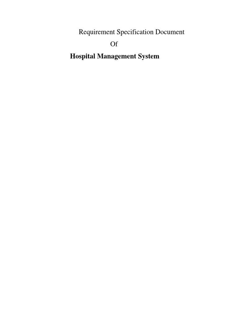 Of Hospital Management System: Requirement Specification Document | PDF | Data Analysis | Databases