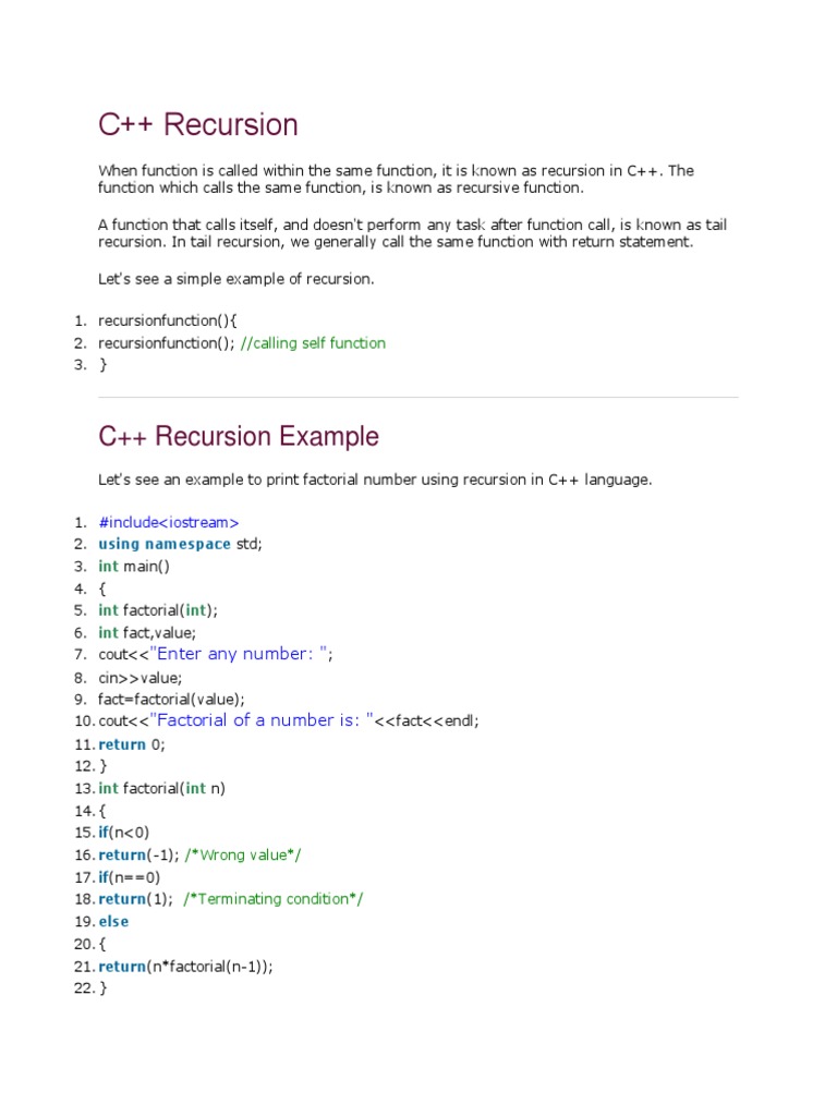 23 C++ Recursion | PDF