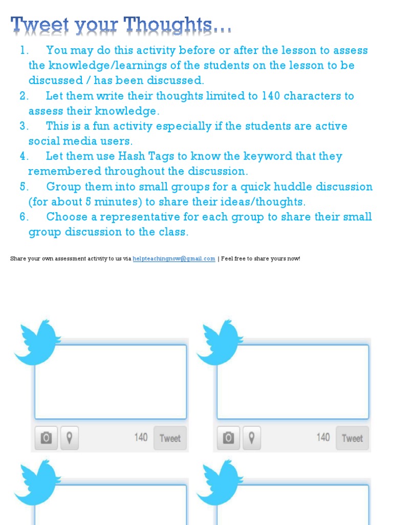 Share Your Own Assessment Activity To Us Via - Feel Free To Share Yours ...