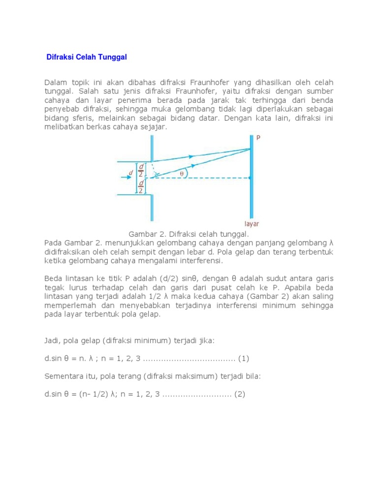 Difraksi Celah Tunggal | PDF