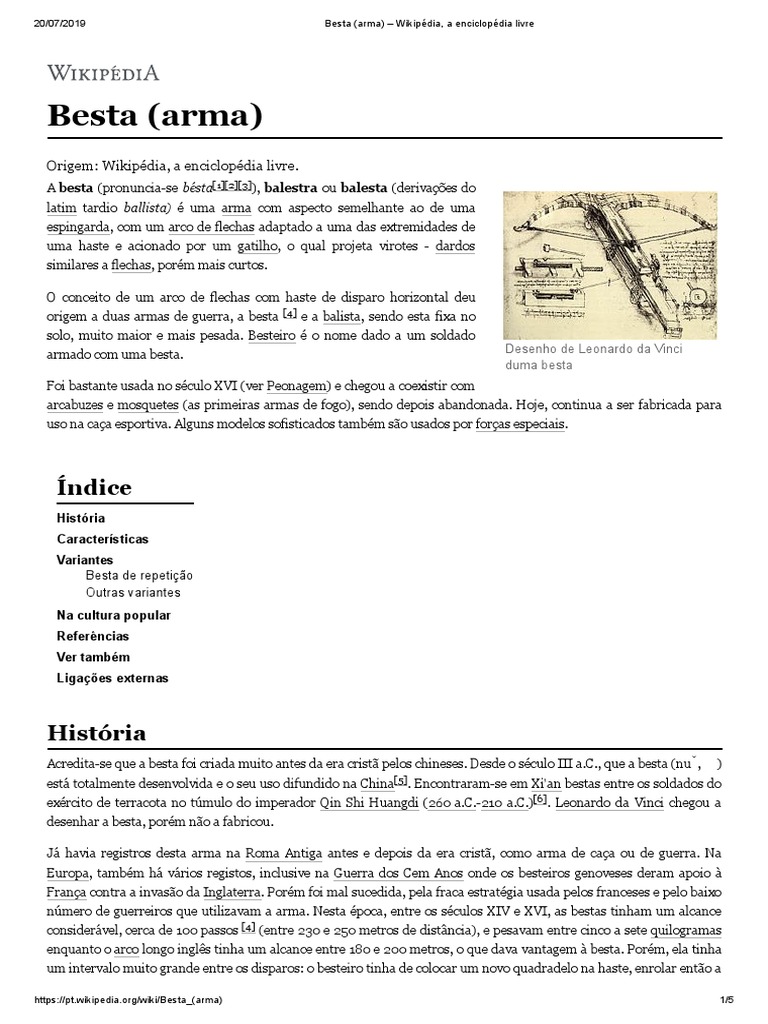 Besta (Arma) | PDF | Armas de projétil | Armamento