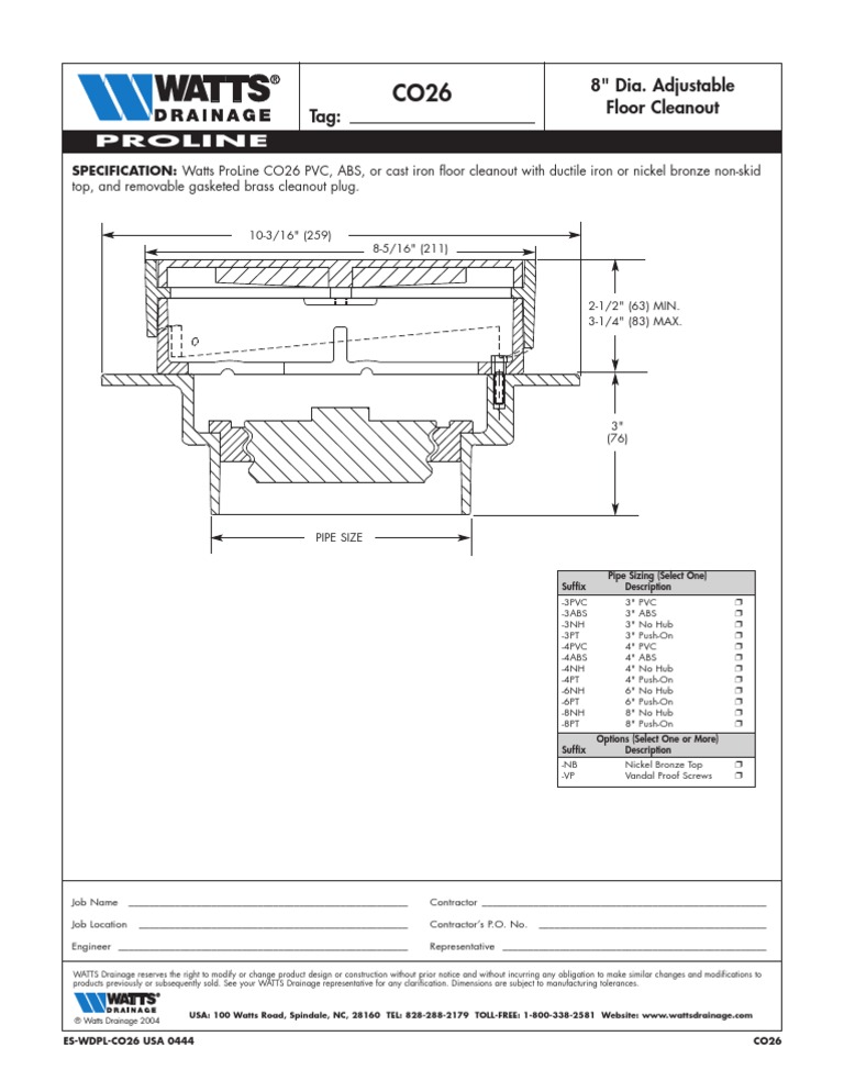 CO26 Specification Sheet | PDF