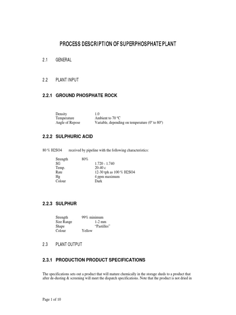 SSP Process Description PDF | PDF | Calcium | Sulfuric Acid