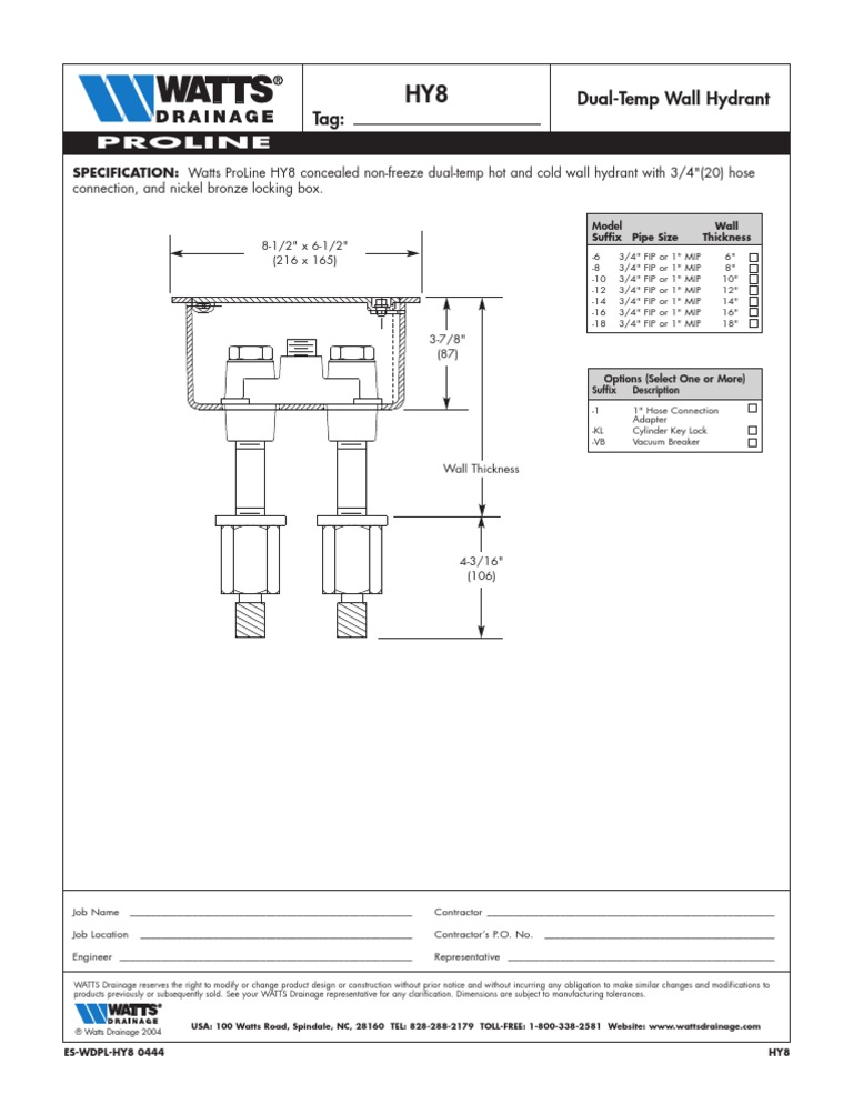 HY8 Specification Sheet | PDF