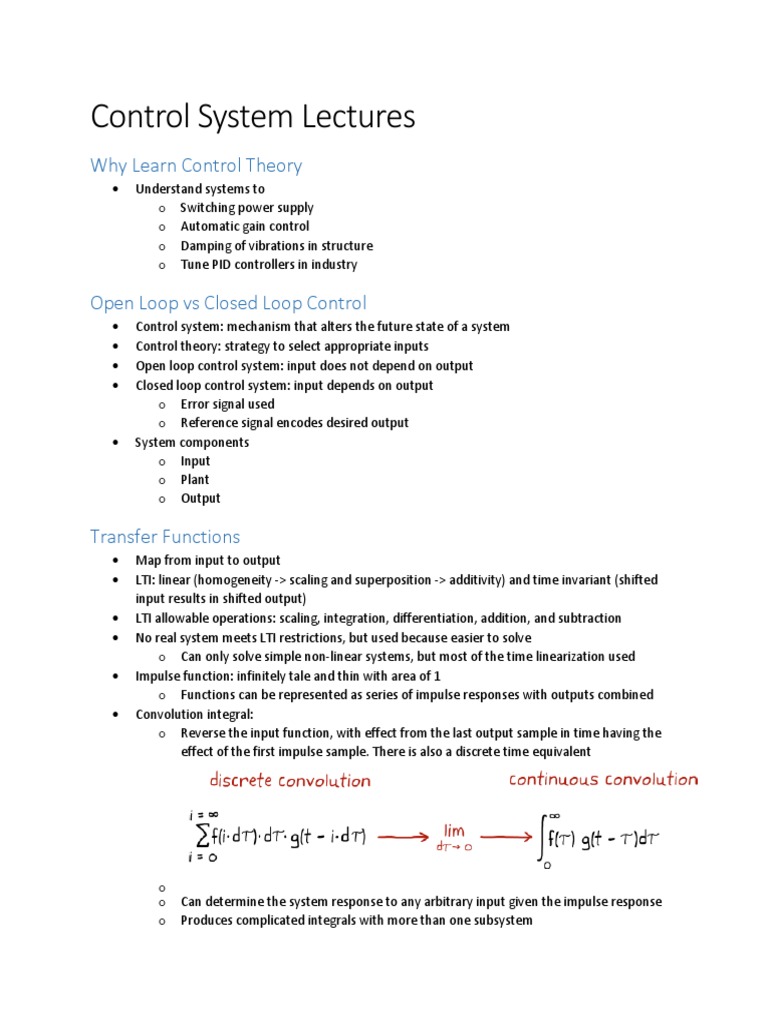Control System Theory Overview | PDF | Laplace Transform | Control Theory