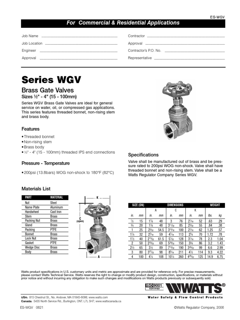 WGV, WGVS Specification Sheet | PDF | Technology & Engineering