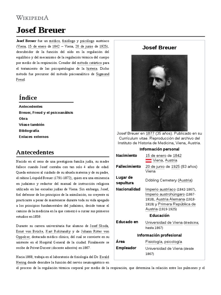 Josef Breuer | PDF | Ciencias del comportamiento | Sicología