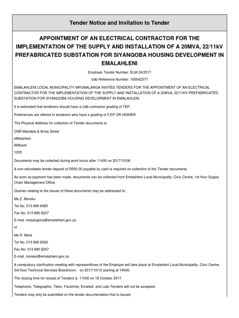 Tender Notice and Invitation To Tender | PDF