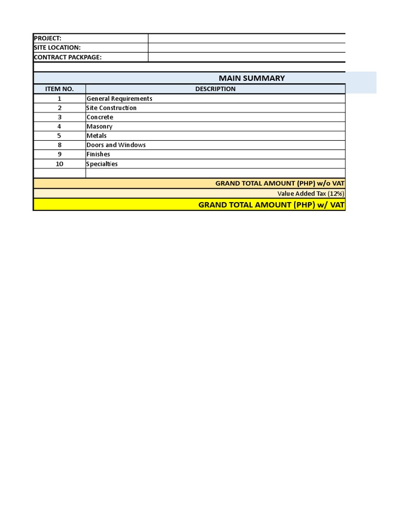 Blank BOQ | PDF | Wall | Tile