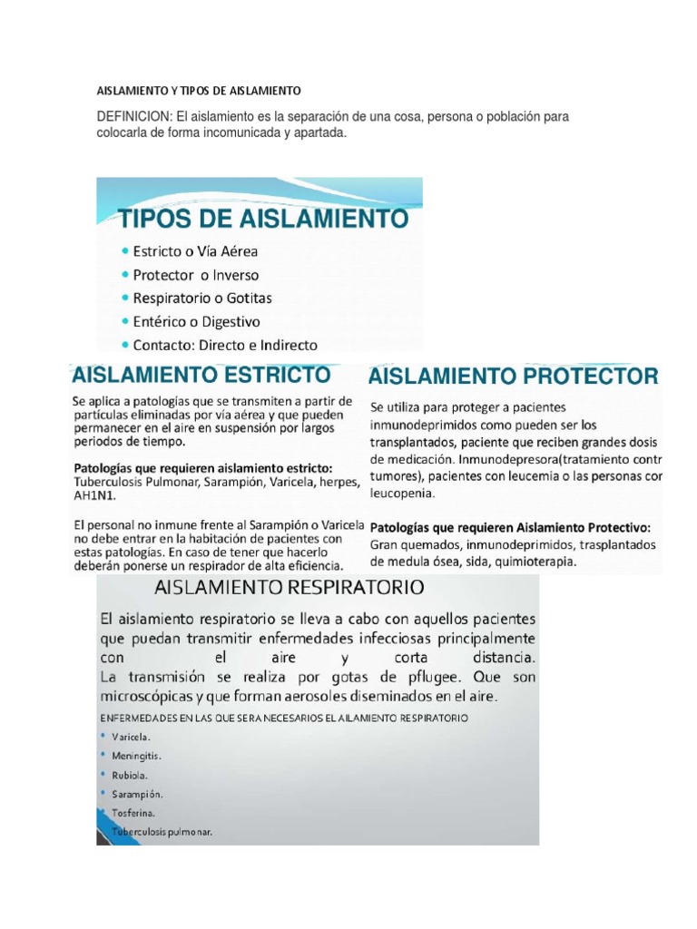 Aislamiento y Tipos de Aislamiento | PDF
