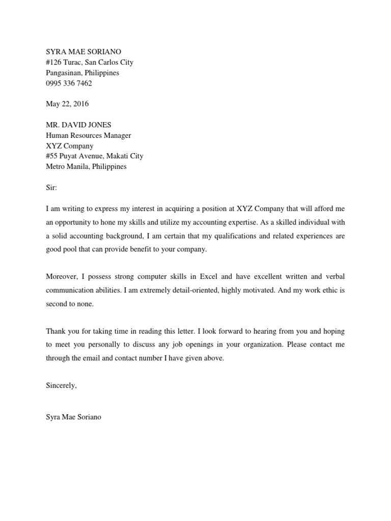 Unsolicited Job Application Letter | PDF