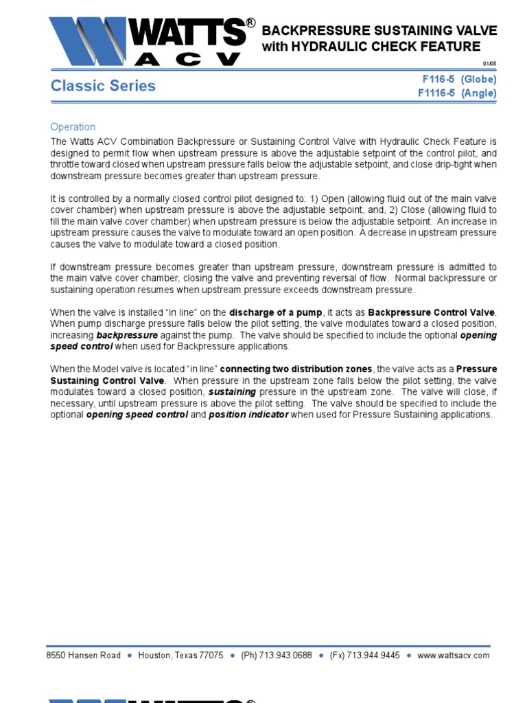 Classic Series F116-5 (Globe), F1116-5 (Angle) Installation ...