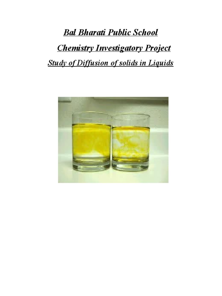 Study of Diffusion of Solids in Liquids | Materials Science | Chemistry