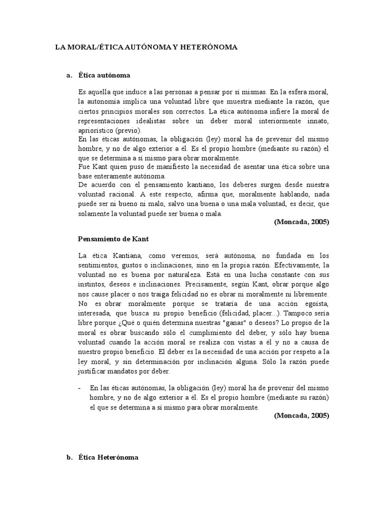 Etica Autonoma y Heteronoma - Responsabilidad | PDF | Moralidad ...