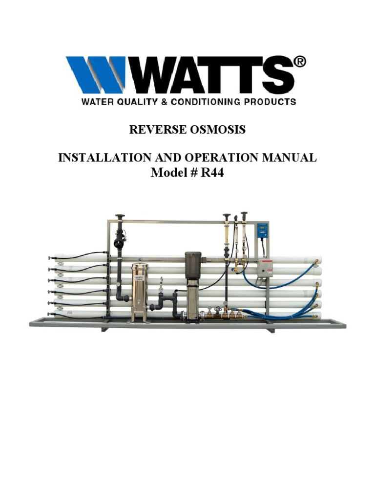Reverse Osmosis Model #R44 Installation Instructions | Membrane | Pump