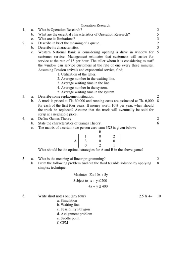 Operation Research | PDF | Operations Research | Linear Programming